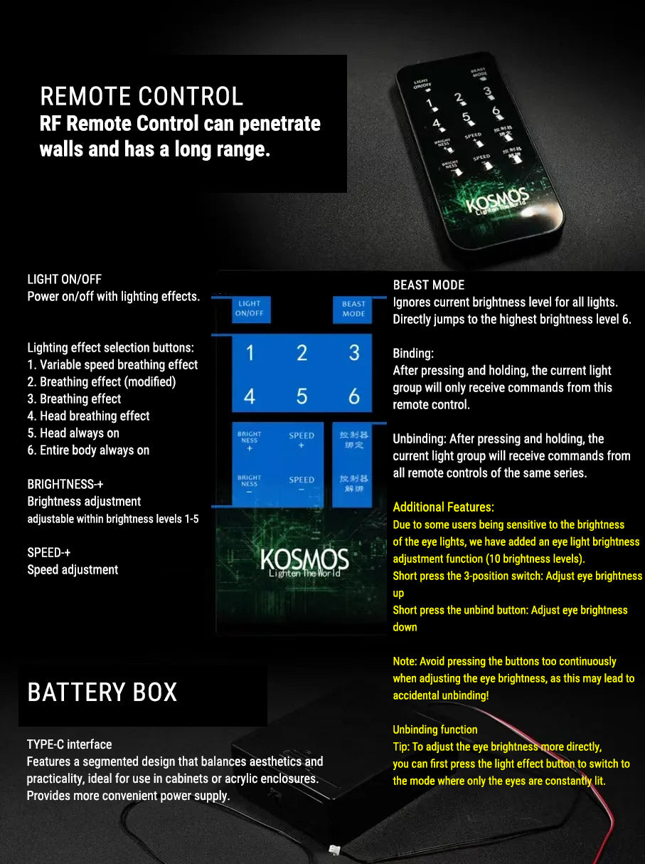 KOSMOS RGB LED Set for PG Unicorn Gundam Final Battle (Body & 3 x Shie ...